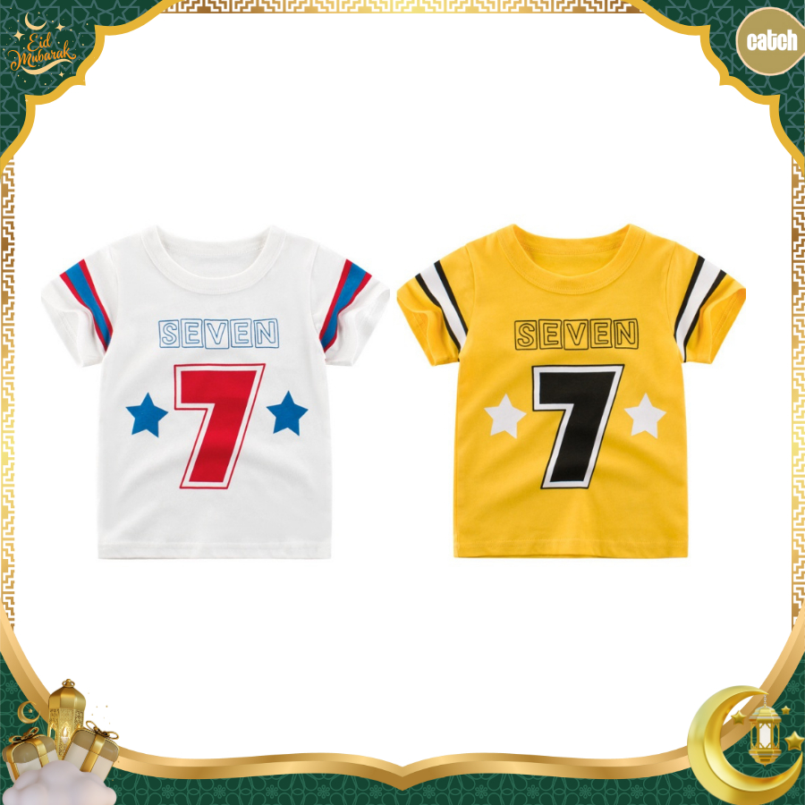 Jual COD Baju Kaos T-Shirt Anak Laki-Laki Gambar Angka 7 Warna Putih ...