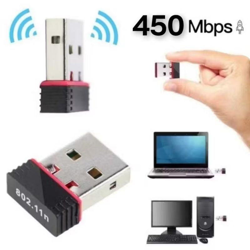 Jual USB WIFI ADAPTER WIRELESS MINI NETWORK DONGLE 450MBPS | Shopee Indonesia