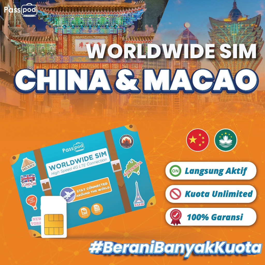 Jual Sim Card China/Macao Paket Data Luar Negeri 6 Days 5GB | Shopee ...