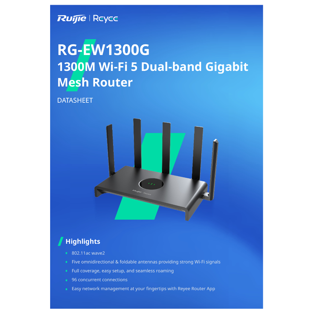Jual Ruijie RG-EW1300G 1300M Dual band Gigabit Wireless Router | Shopee ...