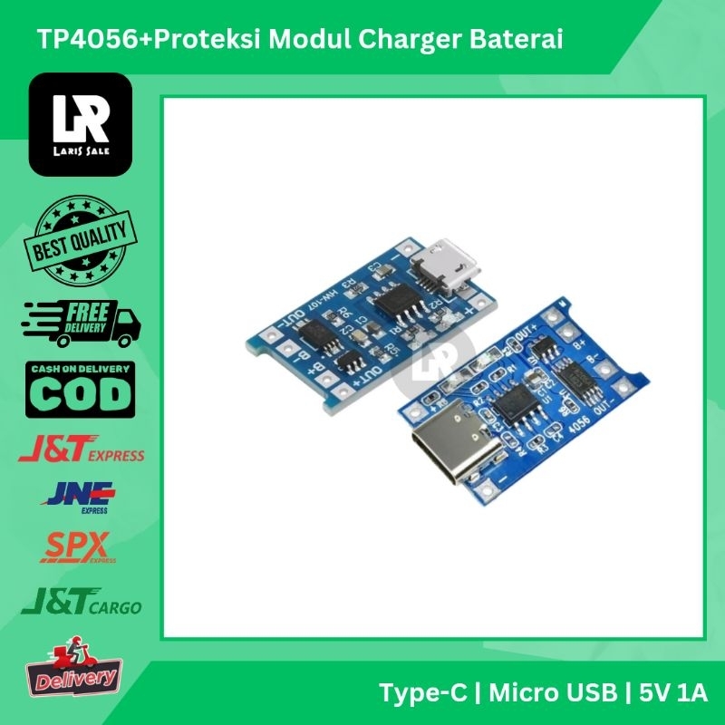 Jual Modul TP4056 With Proteksi 5V 1A Micro USB Type-C Charger Cas ...