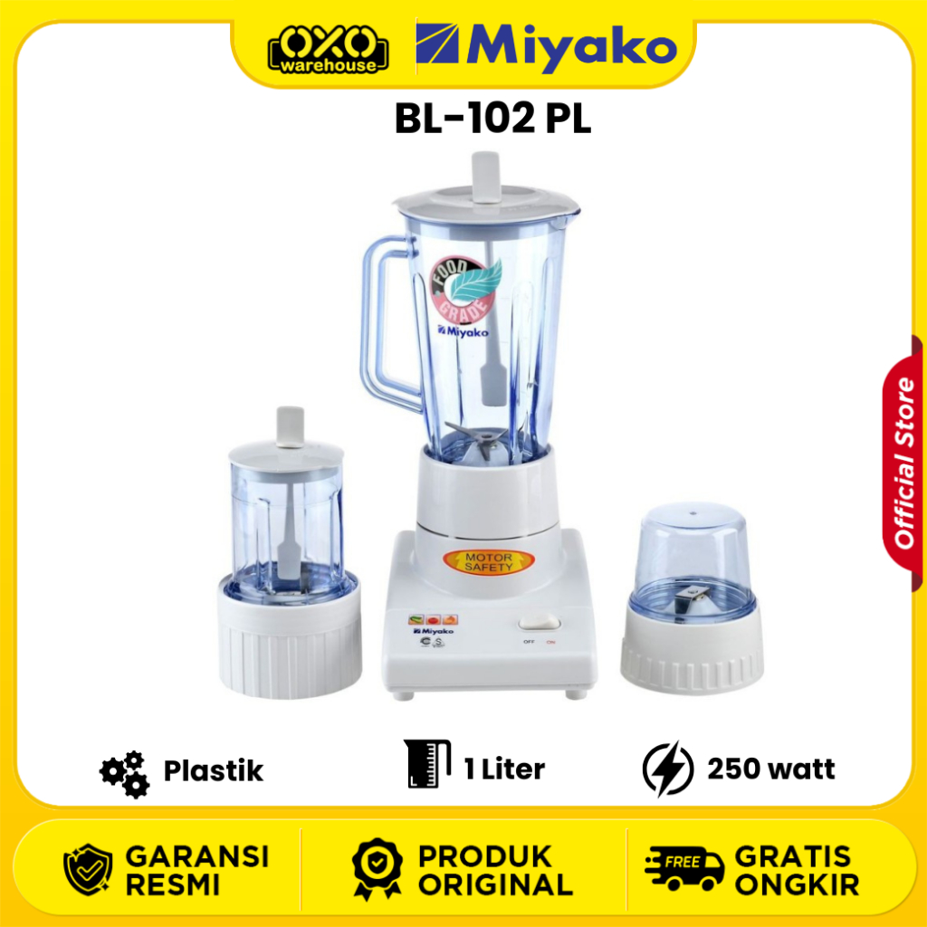 Jual Miyako Blender 1 Liter BL-102 PL Mesin Belender 2 In 1 Low Watt 1 ...