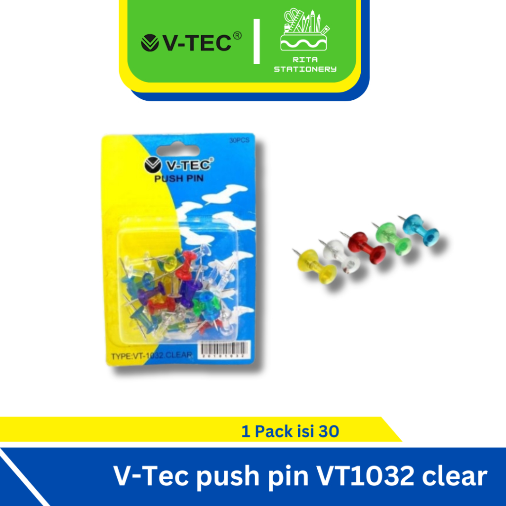 Jual V-Tec push pin VT 1032 clear Paku Payung Warna Warni untuk papan ...