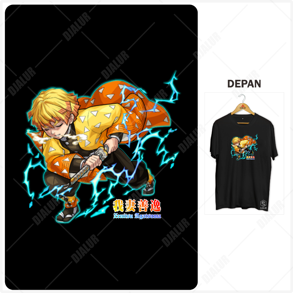 Jual Kaos Zenitsu Demon Slayer Kimetsu no Yaiba Kaos Anime Japan ...