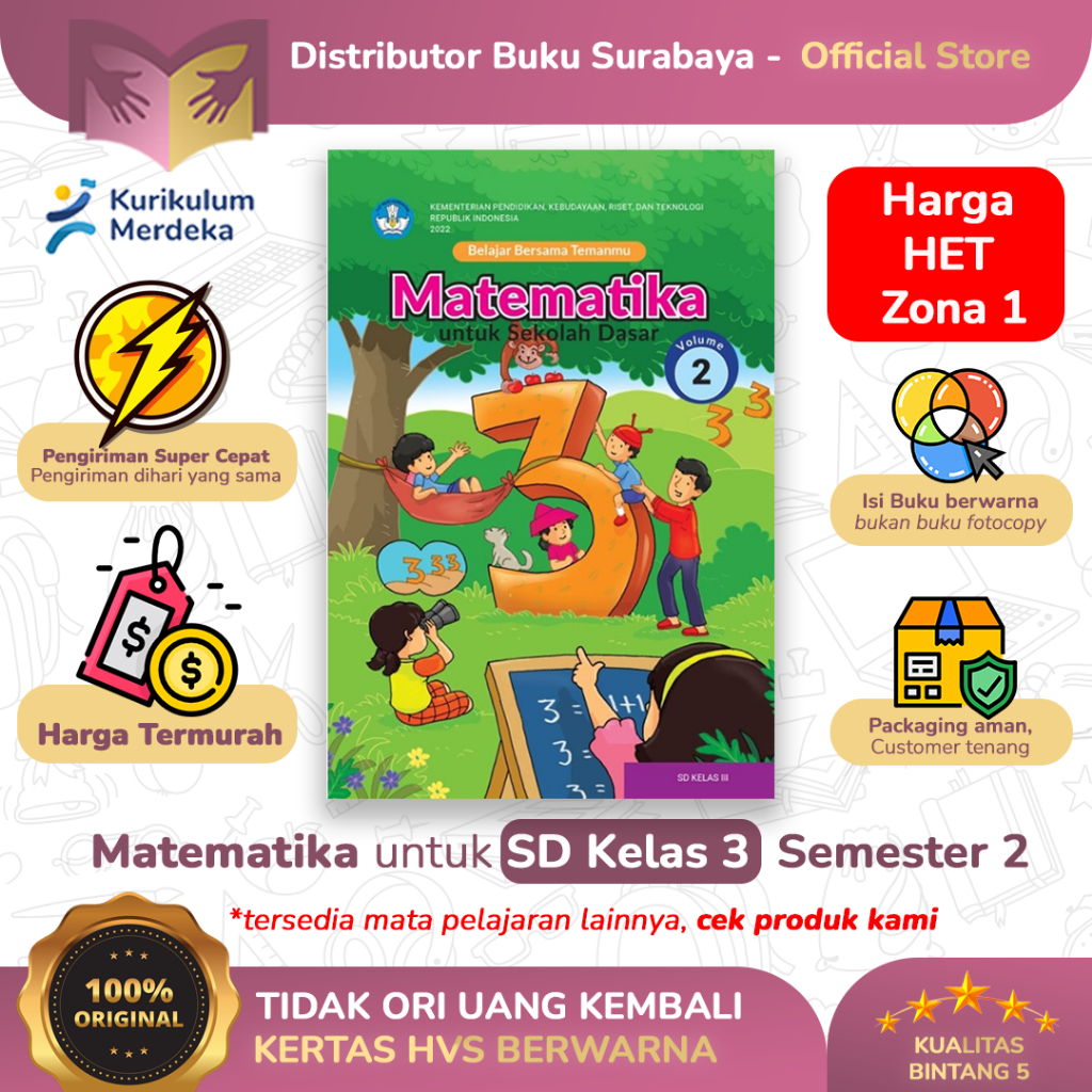 Jual Buku Matematika Kelas 3 SD Semester 2 - Buku Paket Siswa - Kurikulum Merdeka | Shopee Indonesia