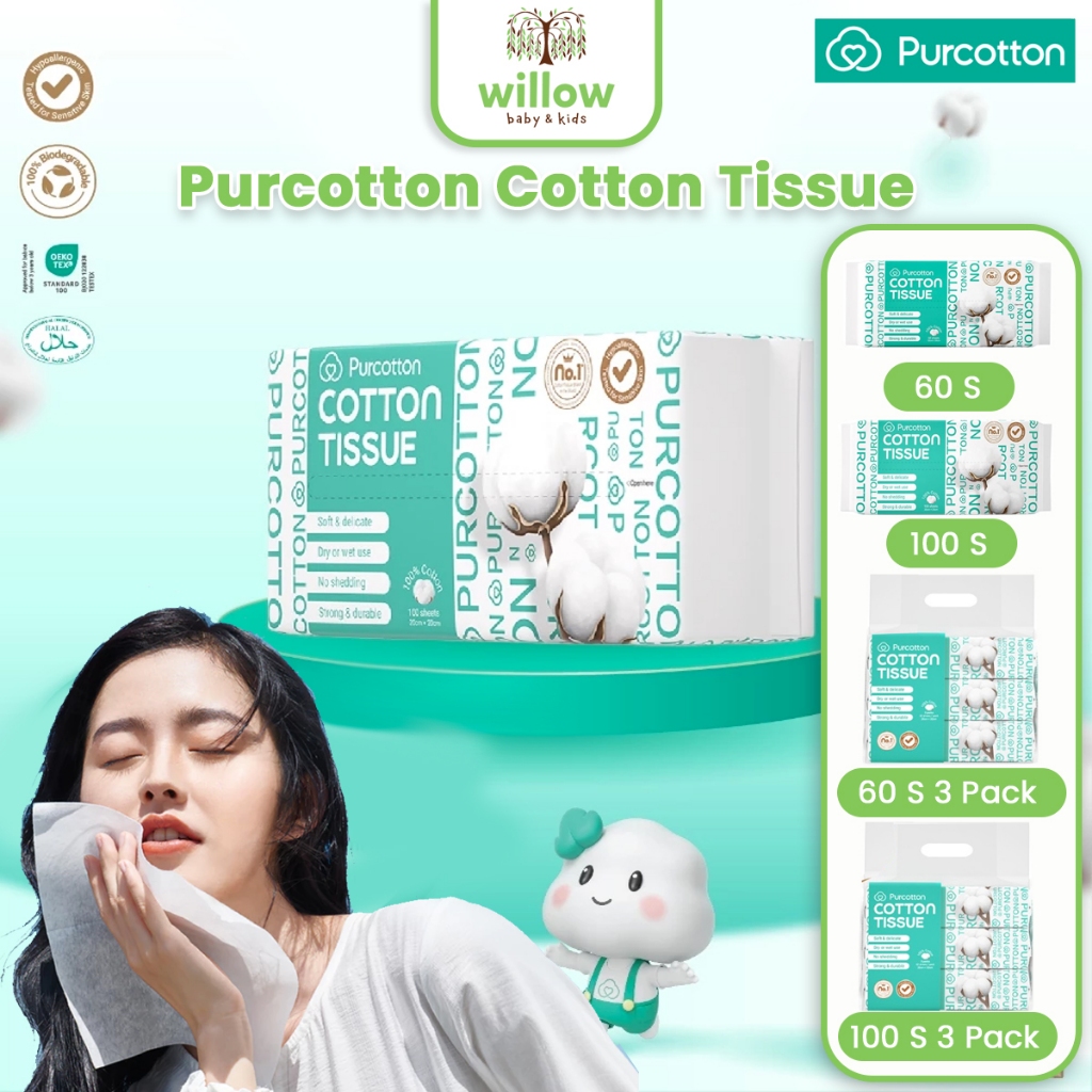 Jual Tissue Bayi - Purcotton Cotton Tissue 20*20 45Gsm 1Pk | Shopee ...