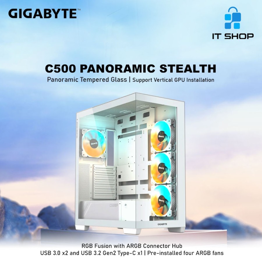 Jual Gigabyte Casing C500 Panoramic Stealth - White | Shopee Indonesia