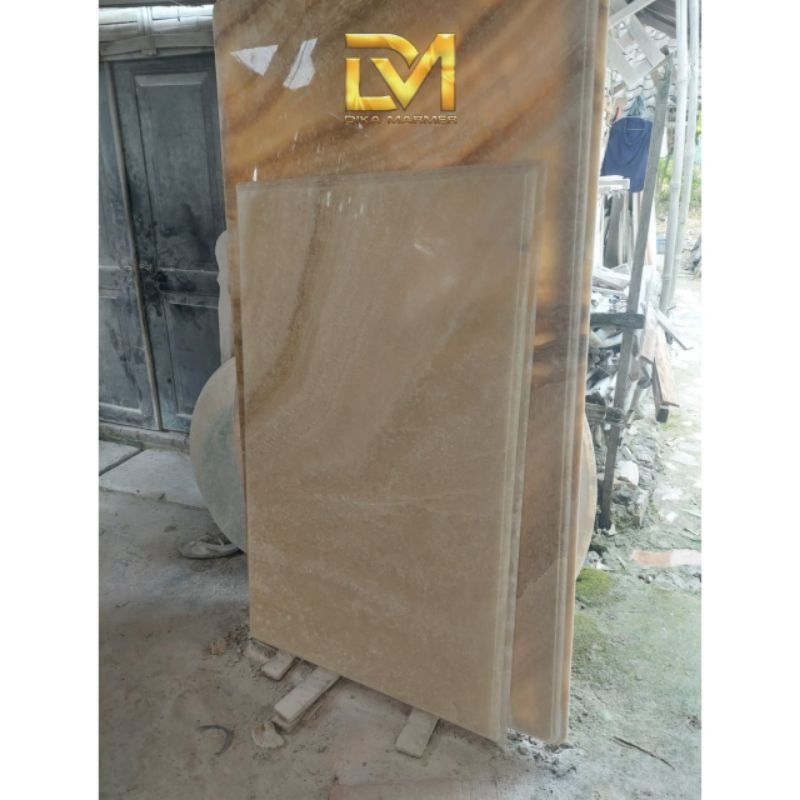 Jual Top Table Daun Meja Batu Onix Krem Bersih Super Mengkilap | Shopee ...