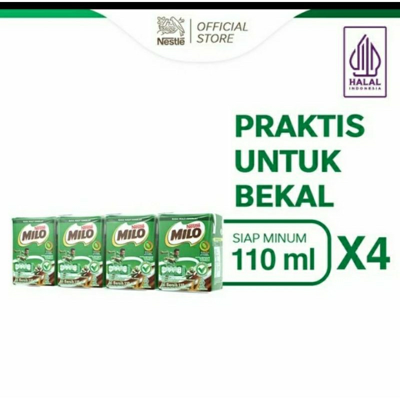 Jual NESTLE MILO UHT SUSU COKELAT AKTIV GO 110 ML PAKET ISI 4 PCS | Shopee Indonesia