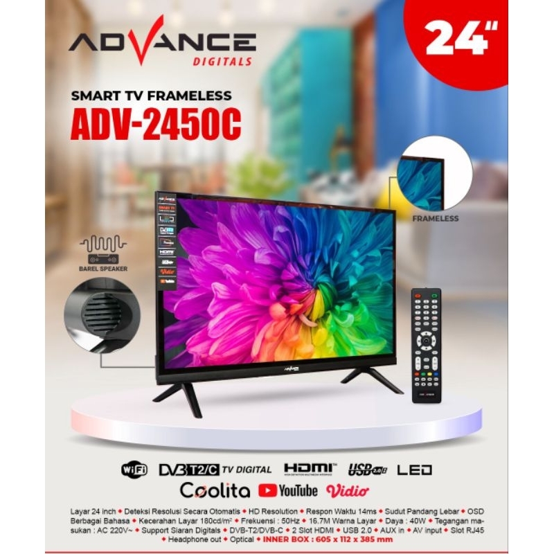 Jual Advance Televisi Led Digital TV HD 22 / 24 inch Crystal Design ...
