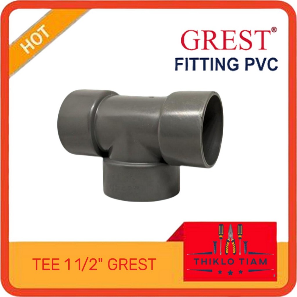 Jual [COD]TEE PIPA PVC 1 1/2" INCH GREST FITTING PVC BENTUK T FITTING PVC TEE CABANG TIGA 1 1/2 ...