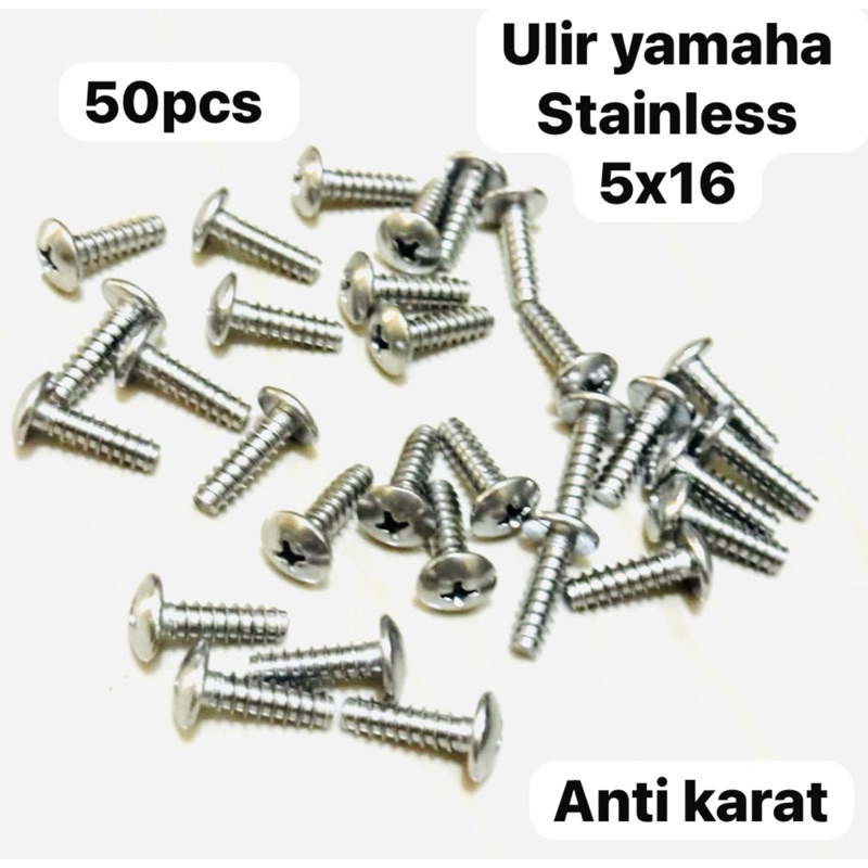 Jual [paket50pcs] sekrup ulir yamaha stainless 5x16 | Shopee Indonesia