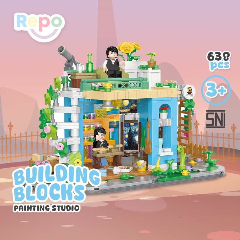 Jual REPO Buildings Block Paint Studio Shop 638pcs Mainan Anak Nano ...