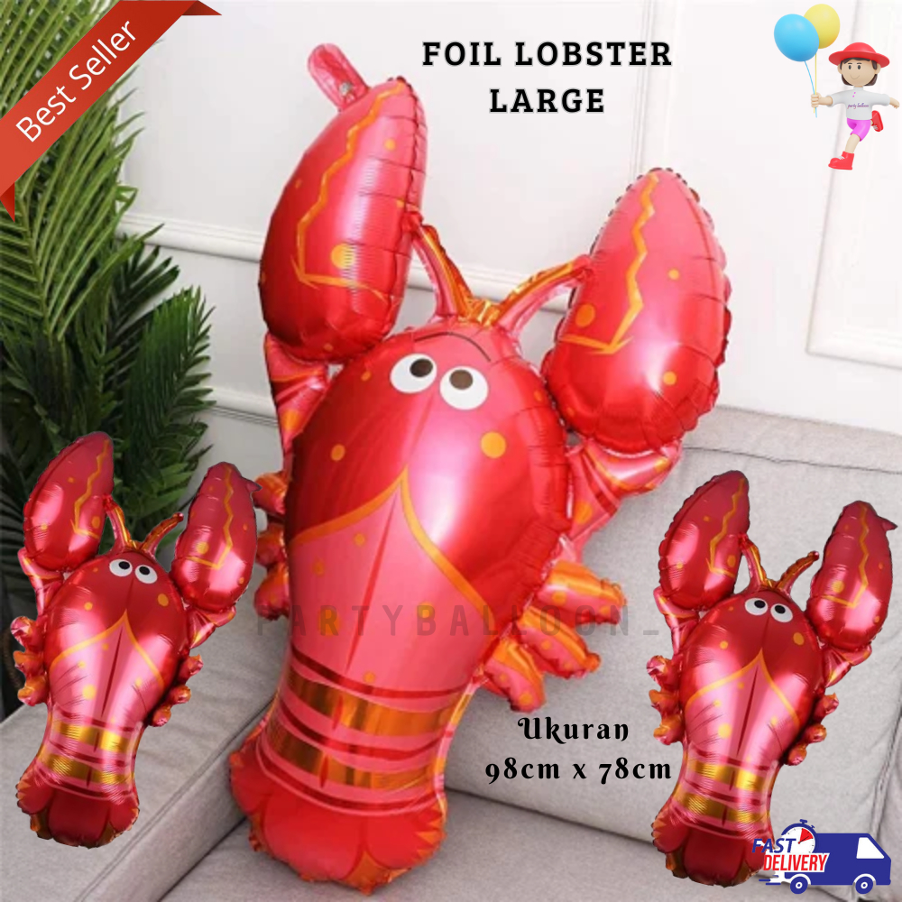 Jual Balon Foil Jumbo Lobster Binatang Laut / Balon Hewan Lobster Jumbo ...