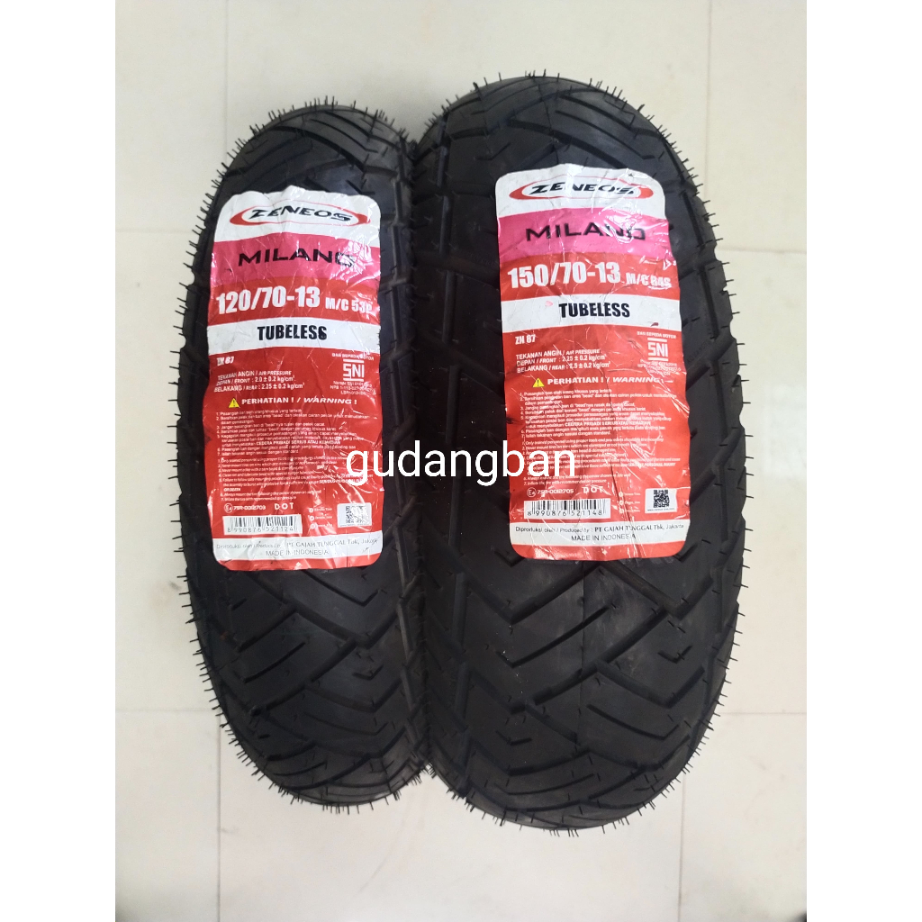 Jual PAKET Ban Zeneos 150 / 70 - 13 dan 120 / 70 - 13 Milano ZN87 nmax ...