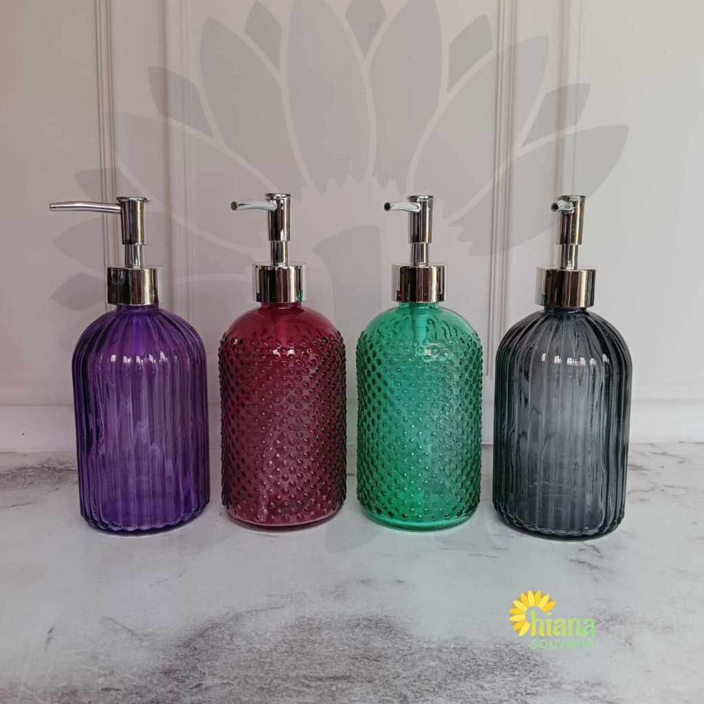 Jual Souvenir Botol Pump Sabun Kaca Mewah Aesthetic Warna Warni Mix ...