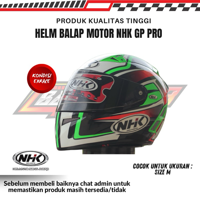 Jual Helm NHK GP PRO Green Size M (Xrace) | Shopee Indonesia