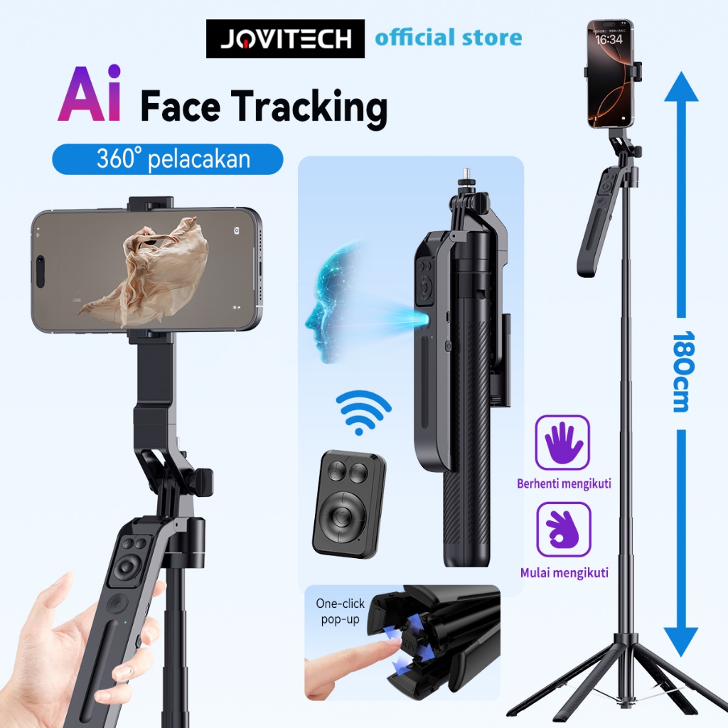 Jual Jovitech Tripod GS12 dengan Ai Pelacakan Wajah Otomatis Tripod ...