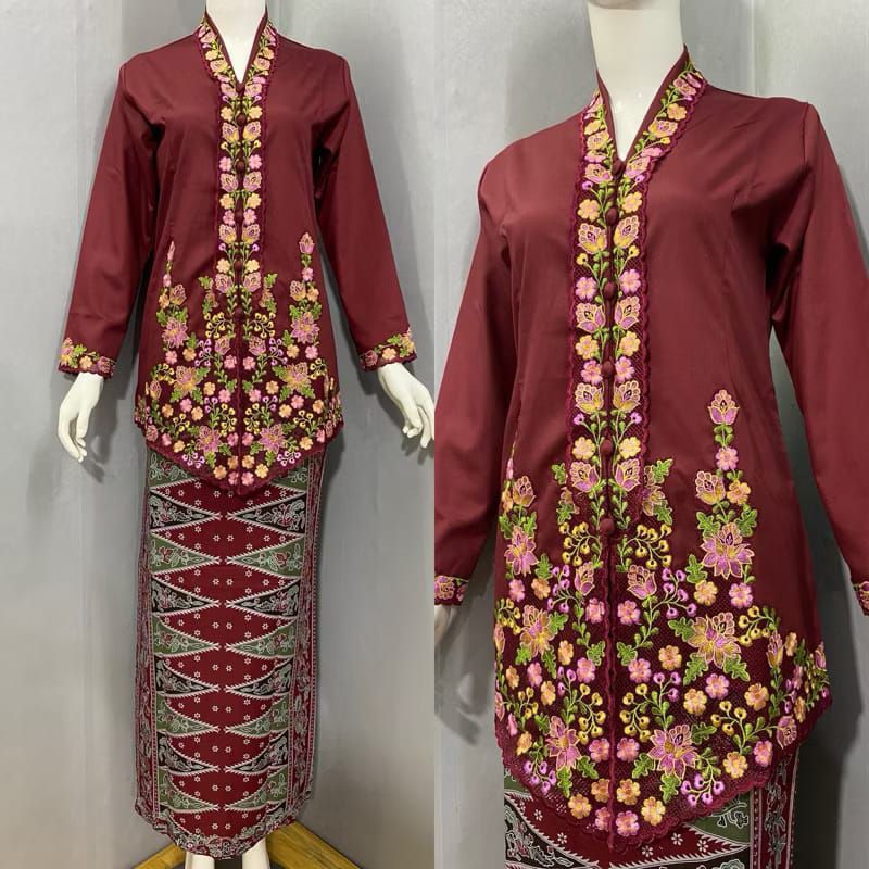 Jual Setelan Kebaya Encim Wanita / Kebaya Encim Tradisional Motif Bunga ...