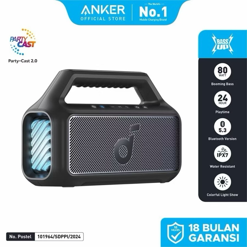 Jual Soundcore Boom 2 Bluetooth Speaker Party Box 30W RMS BassUp Music IPX 7 | Shopee Indonesia