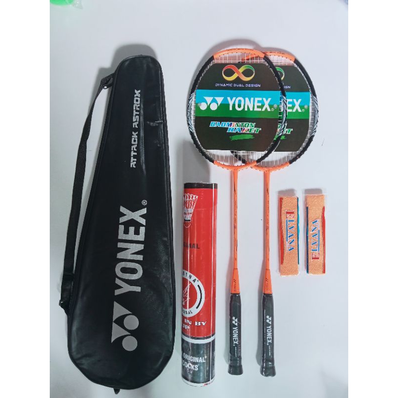 Jual Raket Badminton Paket Hemat 2 Raket 1 Tas 2 Grip & Bonus Kok Isi 12 | Shopee Indonesia