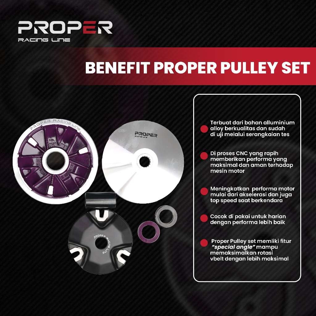 Jual PROPER RACING LINE PULLEY SET MIO SMILE MIO SPORTY FINO KARBU ...