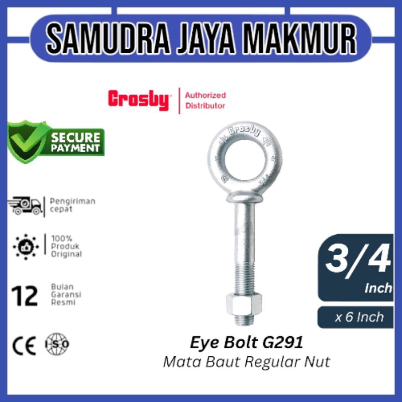 Jual Crosby Eye Bolt Regular Nut G291 3/4 x 6 Inch | Shopee Indonesia