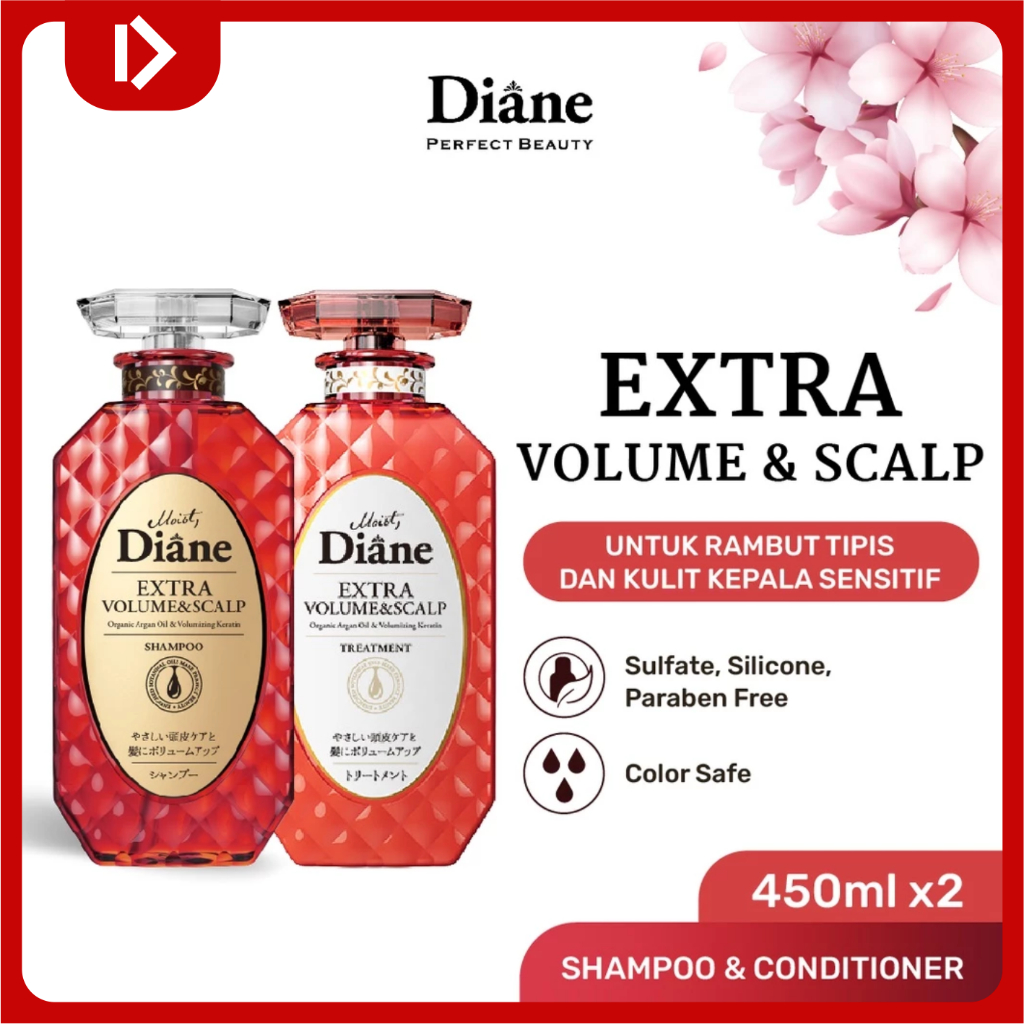 Jual DOSIDO - Moist Diane EXTRA VOLUME & SCALP Shampoo + Treatment 450ml (Made In Japan ...