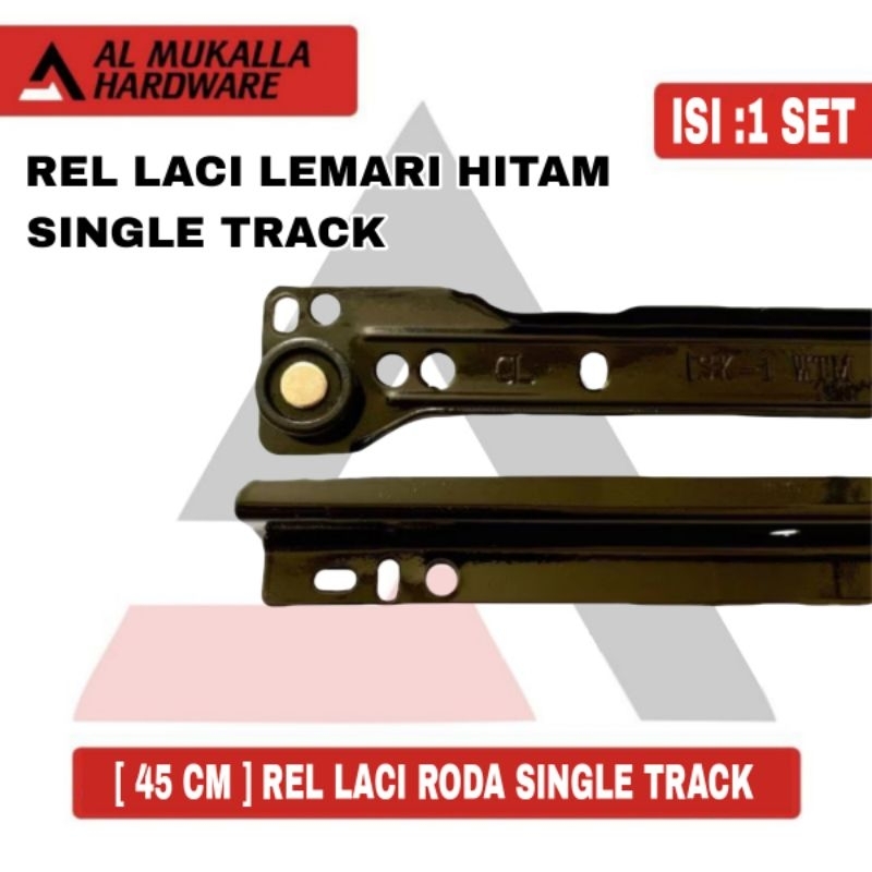 Jual [ 45 CM ] Rel Laci Lemari Single Track | Rel Laci Inox Roda Hitam ...