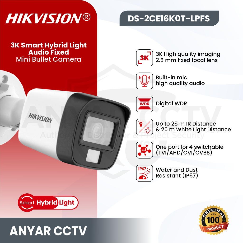Jual CAMERA HIKVISION DS-2CE16K0T-LPFS 5MP DUAL LIGHT COLORVU + AUDIO MIC | Shopee Indonesia