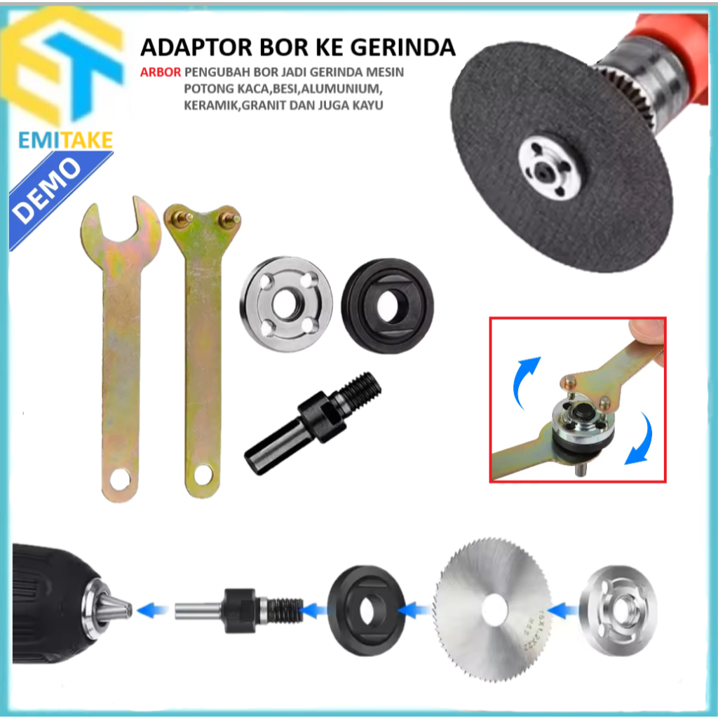 Jual Bor Kit Adaptor Konektor Sambungan Mesin Bor Jadi Gerinda Mesin ...