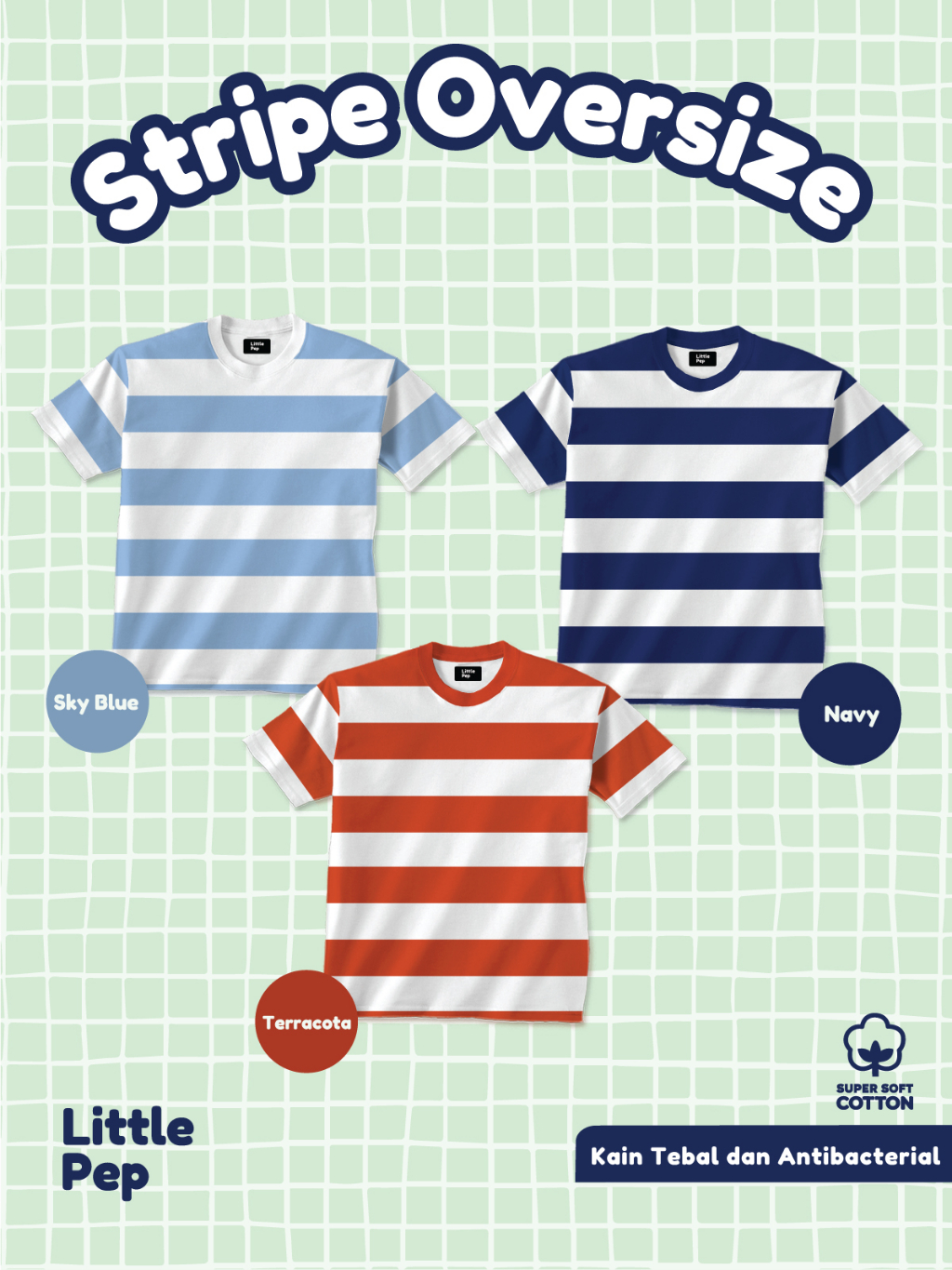 Jual Little Pep - STRIPES OVERSIZE - Tshirt kaos earthone navy cotton ...