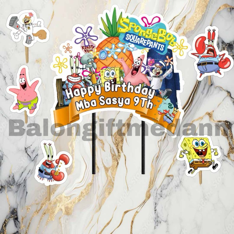 Jual TOPPER CAKE CUSTOM NAMA SPONGEBOB | Shopee Indonesia