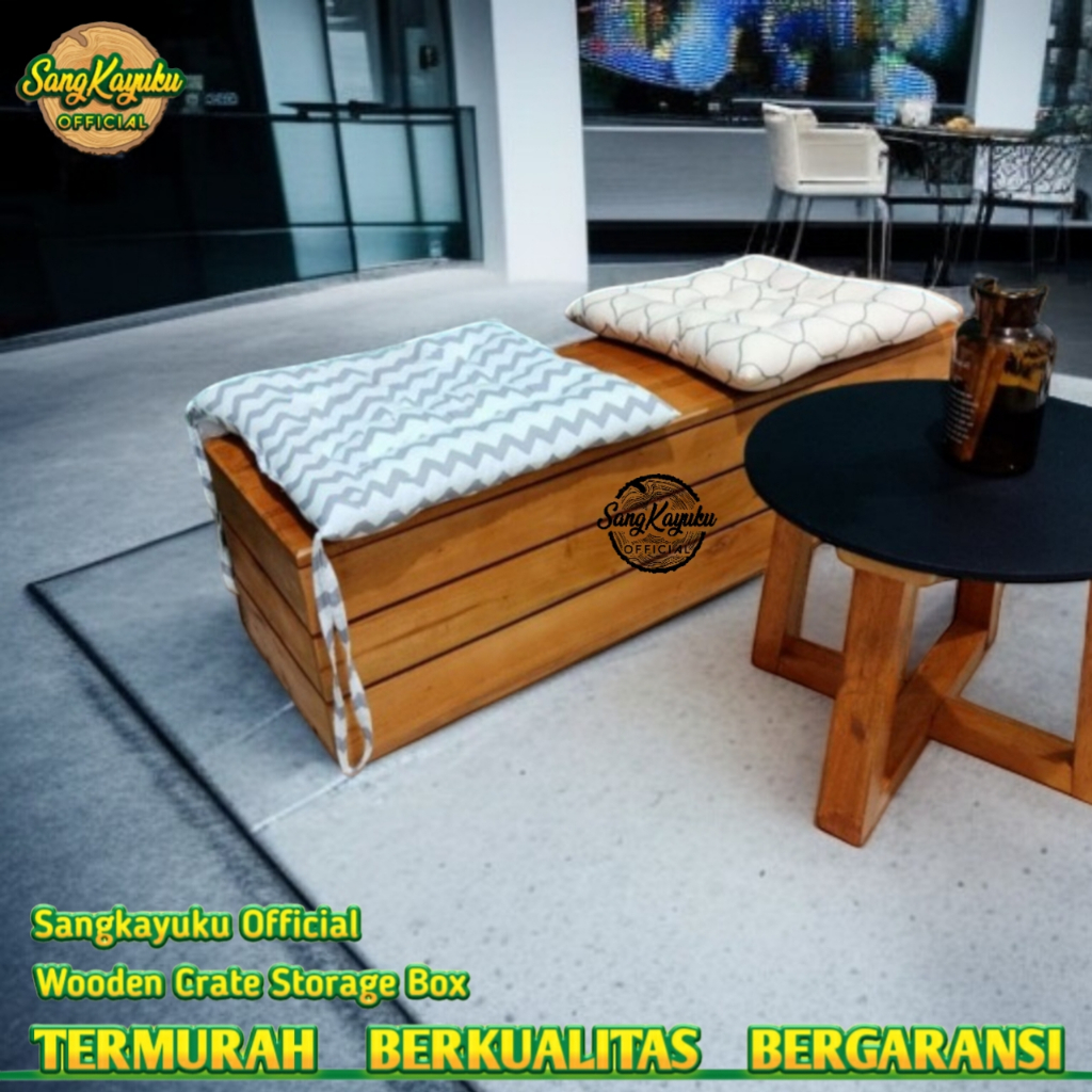 Jual Wooden Storage Box Tutup Full 120x30x30 cm Kayu Kotak penyimpanan ...