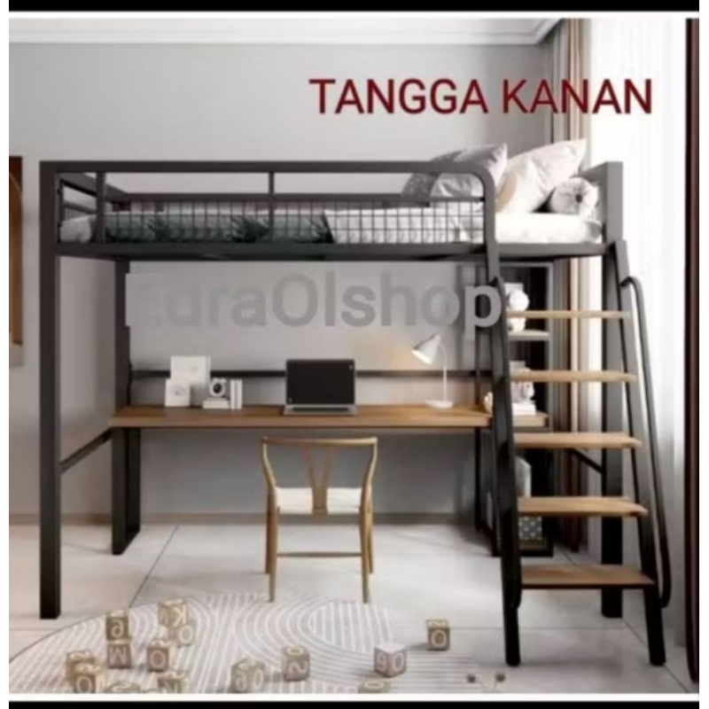 Jual Loft Bed Ranjang Mezzanine Besi Tingkat 160x200cm Costum Tanpa ...