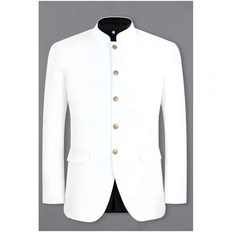 Jual JAS SEMI KOKO PRIA MANDARIN WARNA PUTIH - JASKO POLOS MODEL SAKU ...