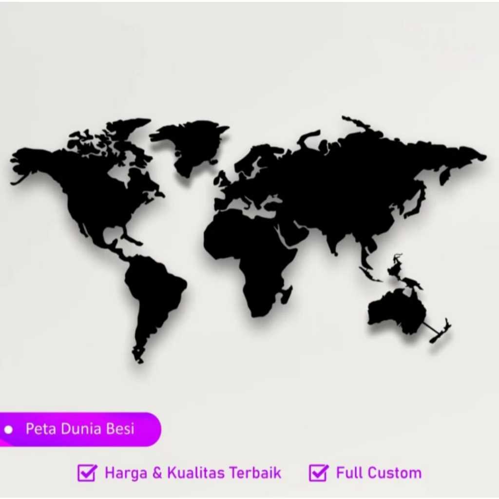 Jual Peta Dunia Besi / Hiasan Dinding / World Map Decor / Metal Wall ...