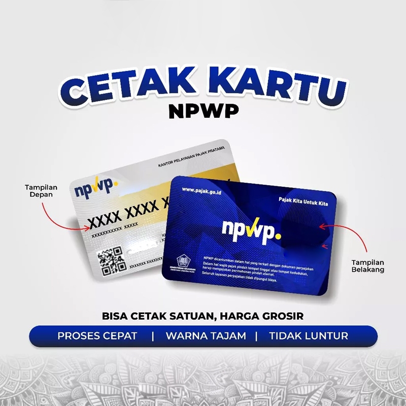 Jual Cetak Kartu NPWP Pajak Kartu Digital Fisik Bisa Satuan Anti Luntur Bahan PVC Tebal 2 SISI ...
