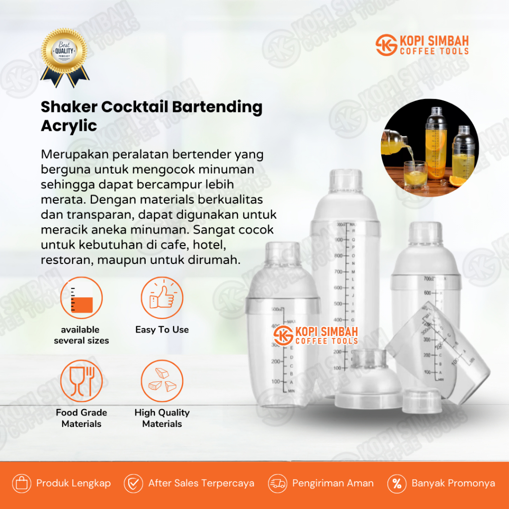 Jual Bartender Shaker Plastic Acrylic Alat Pengocok Minuman Pencampur ...
