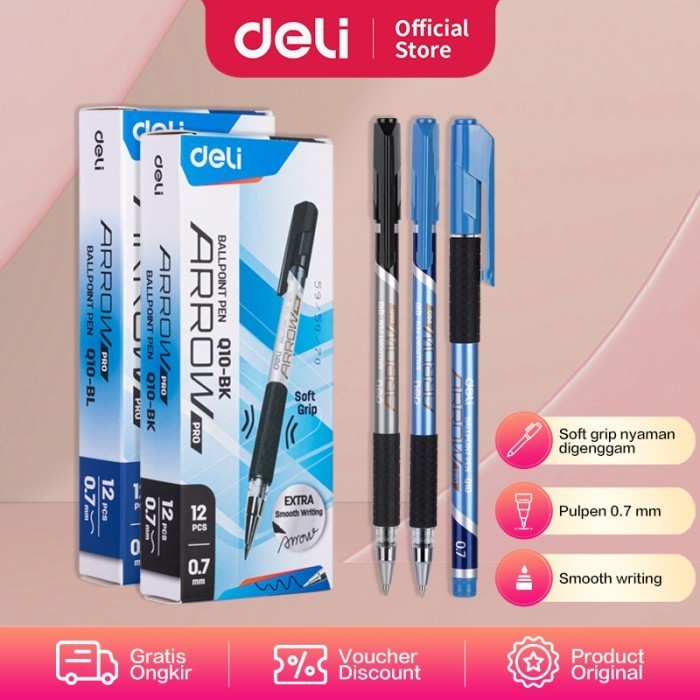 Jual Pulpen Deli EQ10 Tinta Hitam dan Tinta Biru 0.7mm | Shopee Indonesia