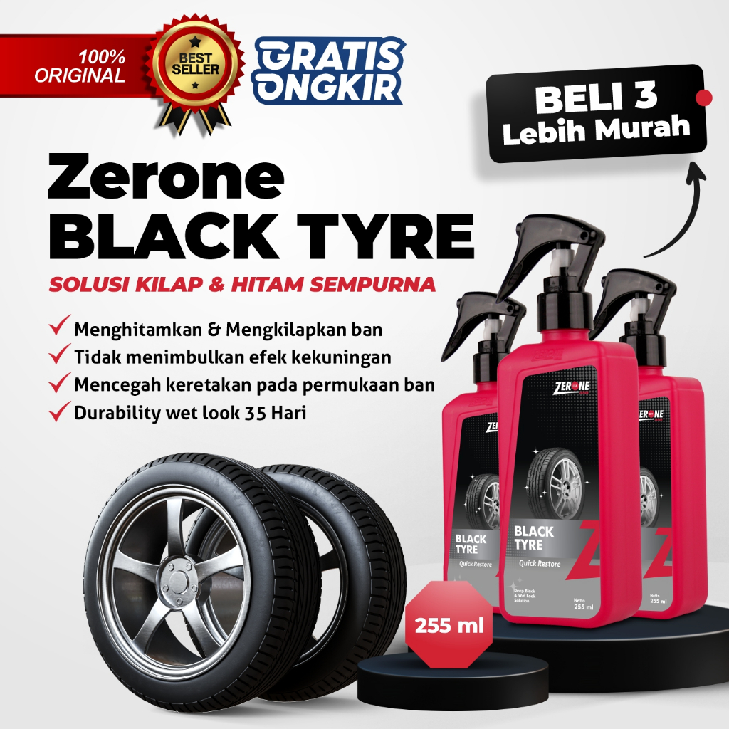 Jual Cairan Penghitam Ban Zerone Japan Hitamkan & Kilapkan Ban 255 ml ...