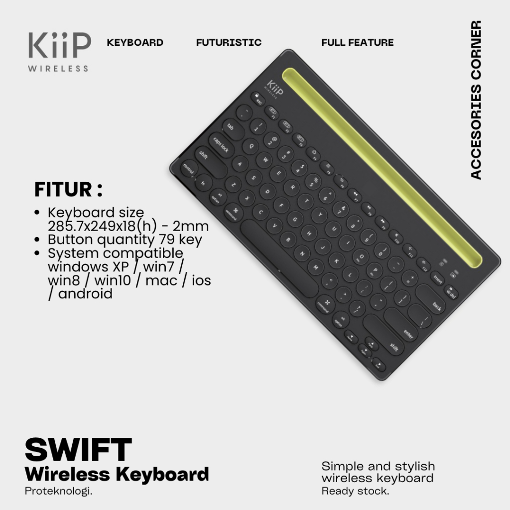 Jual KiiP SWIFT Wireless Bluetooth Keyboard Multi Device Dual Mode ...