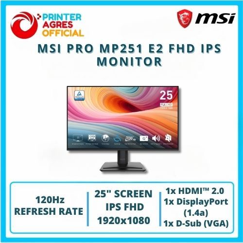 Jual MSI MONITOR PRO MP251 E2 25" INCH FHD 120Hz IPS FHD GARANSI RESMI ...