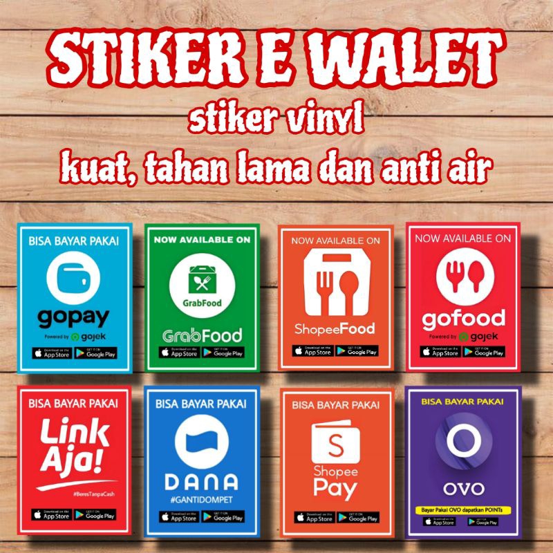 Jual STIKER E-WALLET PREMIUM - bahan vinyl glossy awet dan tahan air ...