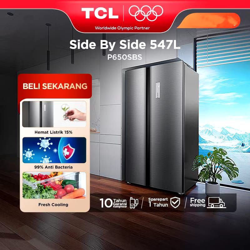 Jual Kulkas 2 Pintu TCL Side By Side Inverter 547 Liter P650SBS | Shopee Indonesia
