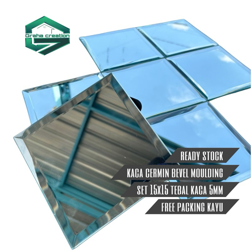Jual READY kaca cermin bevel moulding 15x15 tebal kaca 5mm | Shopee ...