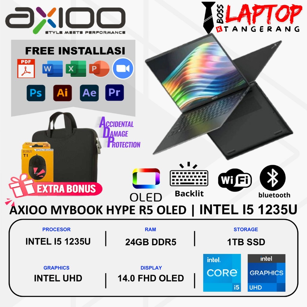 Jual Laptop AXIOO HYPE R5 OLED INTEL I5 1235U 24GB 1TB SSD 14.0 FHD ...