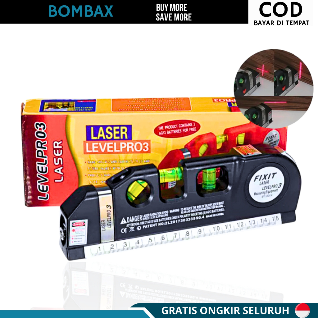 Jual Fixit LevelPro3 Penggaris Laser Waterpass Meteran Laser Manual ...