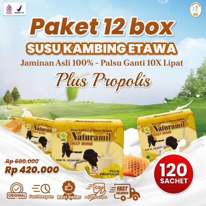 Jual Paket Hemat 12 Box Susu Kambing Etawa Naturamil Plus Propolis ...