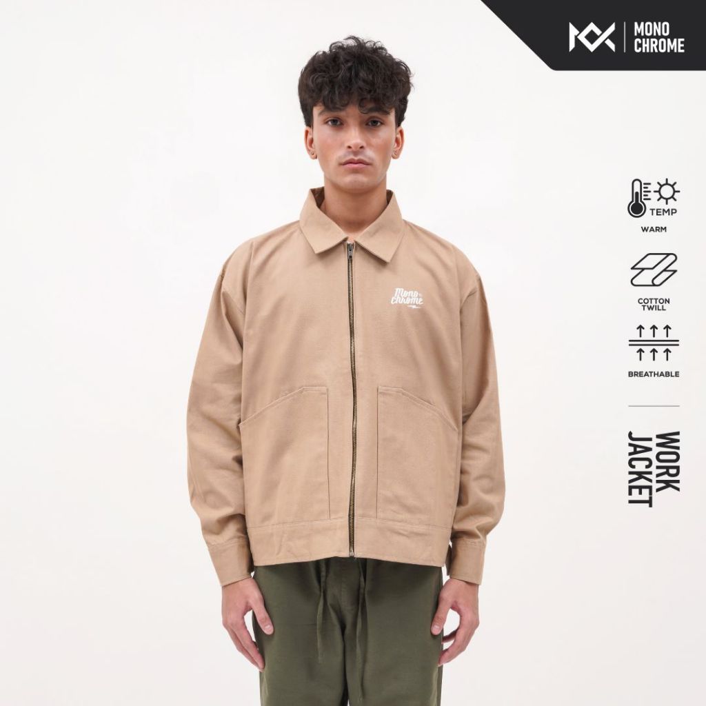 Jual Monochrome Jaket Boxy Pria Lengan Panjang Kanvas Premium Men ...